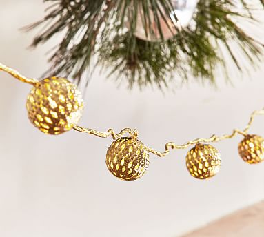 LED Gold Ornament String Lights | Pottery Barn